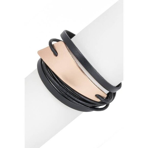 Jewelry | Absolute Zero Metallic Plated Leather Cuff Bracelet | Poshmark